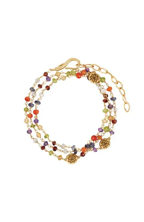 KARMA AND LUCK Lotus Multi Stone Chakra Wrap - Gold/multicolor
