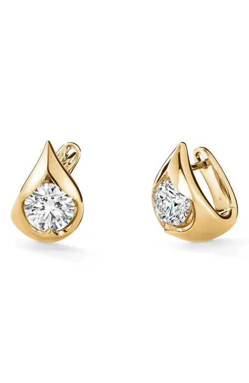 Hearts On Fire Lu Droplet Huggie Earrings - Yellow Gold/ Diamond