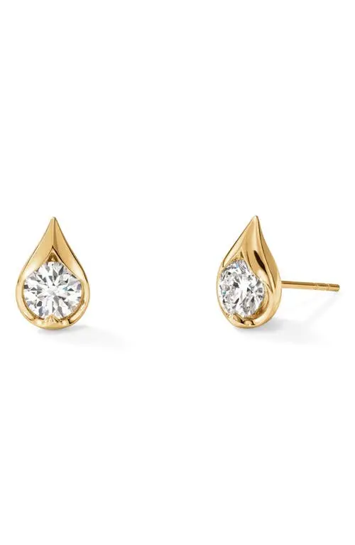 Hearts On Fire Lu Droplet Diamond Stud Earrings - 1.00 Ctw Yellow Gold/ Diamond