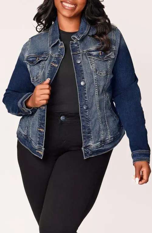 SLINK JEANS Two-tone Denim Trucker Jacket - Autumn