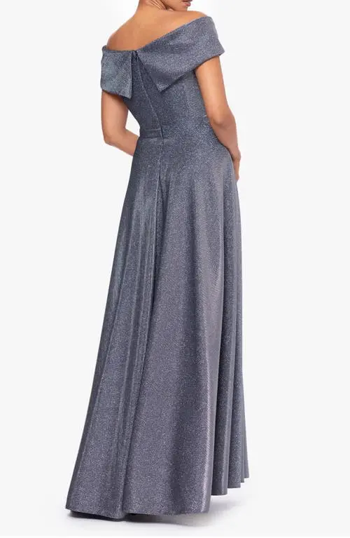XSCAPE EVENINGS Glitter Off-the-shoulder Gown