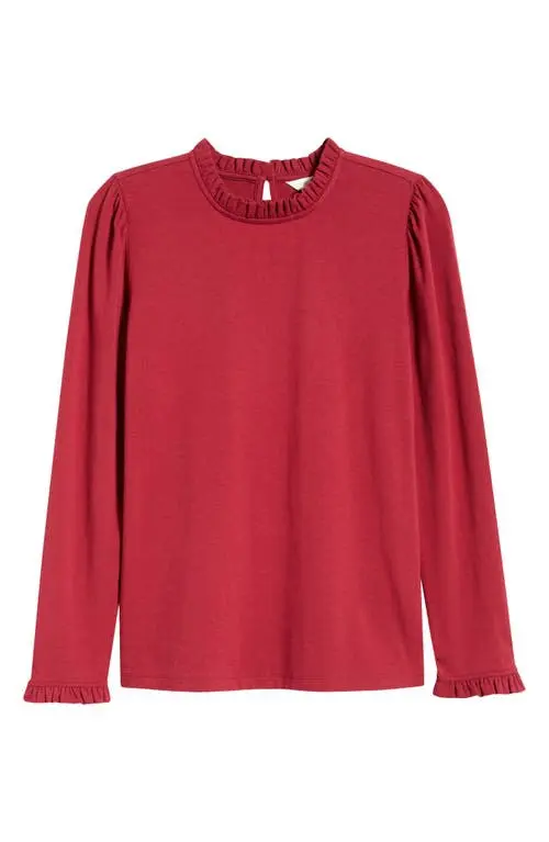 Caslon Ruffle Detail Long Sleeve Top - Red Rumba