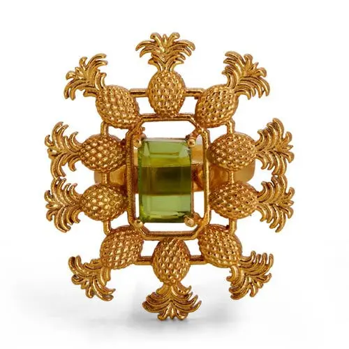 DHWANI BANSAL Piña 22k Gold-plated Ring With Green Topaz