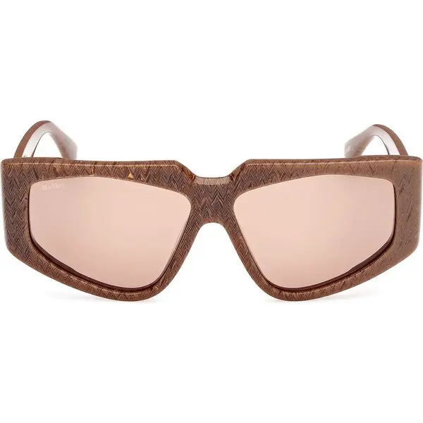 Max Mara 58mm Geometric Sunglasses - Brown Chevron / Light Brown