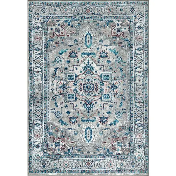 JONATHAN Y Modern Persian Vintage Medallion Area Rug - Light Gray/blue