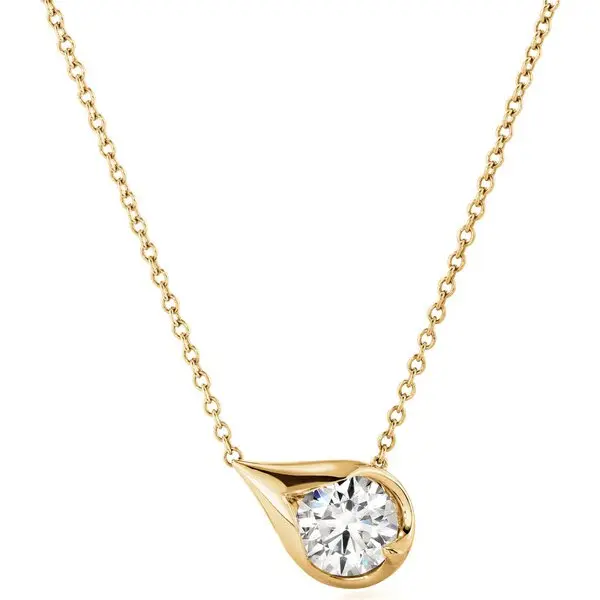 Hearts On Fire Lu Droplet Pendant Necklace - 0.50 Ctw Yellow Gold/ Diamond