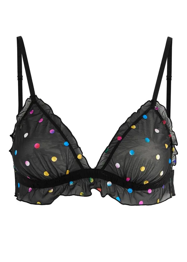 Love Stories Reggipetto Polka Dot Mesh Bra - Black