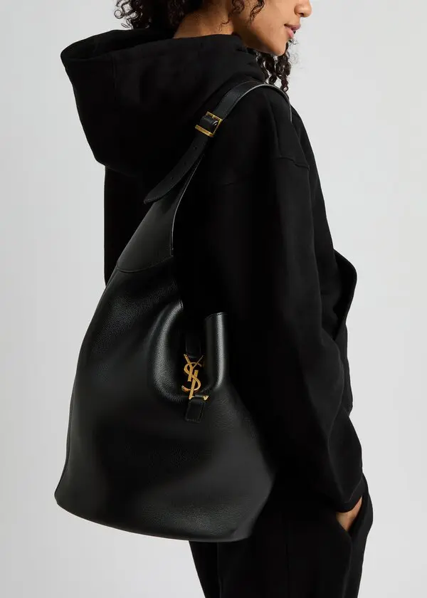 Saint Laurent Le 5 Á Large Grained Leather Bucket Bag