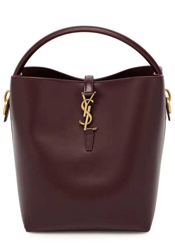 Saint Laurent Le 37 Small Leather Bucket Bag Burgundy Editorialist