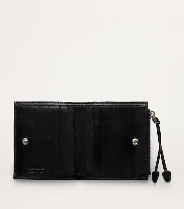 Prada Small Leather Press-stud Wallet - Black