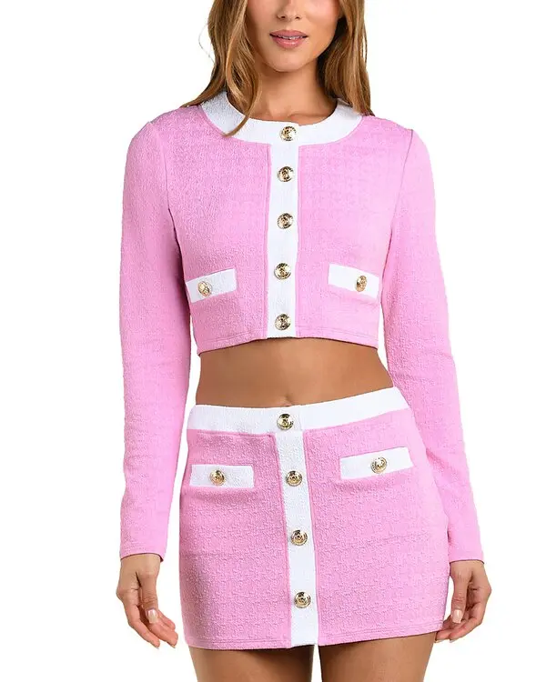 L'Agence Adaline Color Blocked Cardigan - Blush