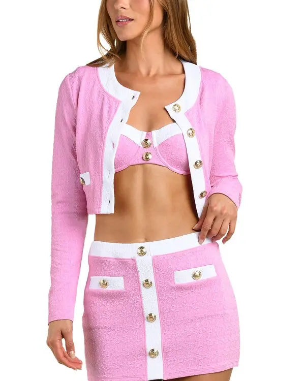 L'Agence Adaline Color Blocked Cardigan - Blush
