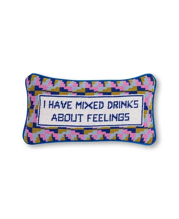 FURBISH Mixed Drinks Needlepoint Pillow, 14 X 8 - Multi