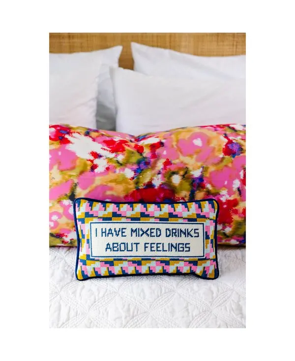 FURBISH Mixed Drinks Needlepoint Pillow, 14 X 8