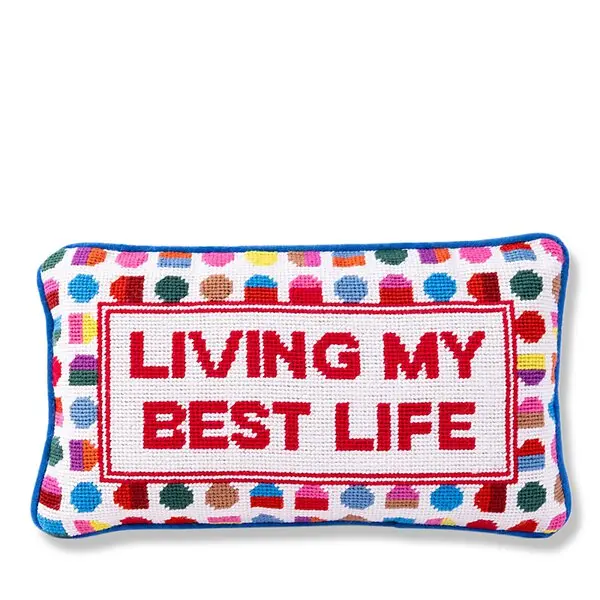 FURBISH Best Life Needlepoint Pillow, 15 X 9