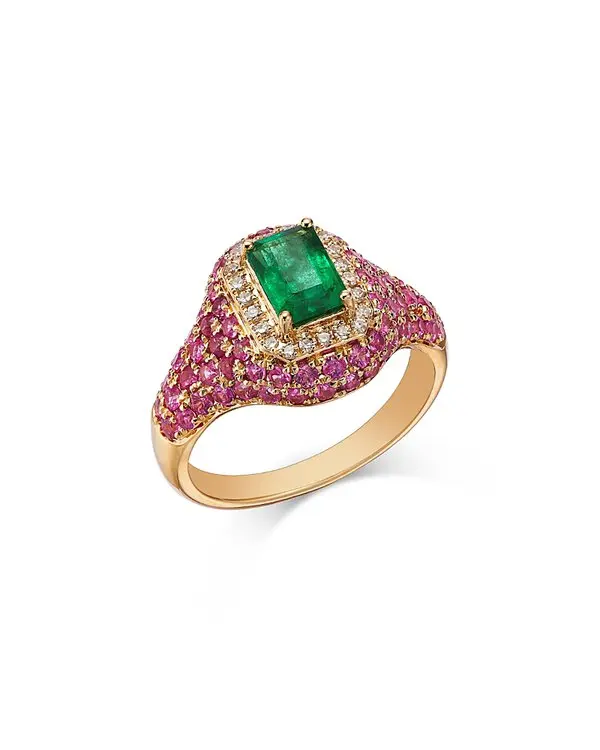 Bloomingdale'S Emerald, Pink Sapphire & Diamond Ring - Pink/green