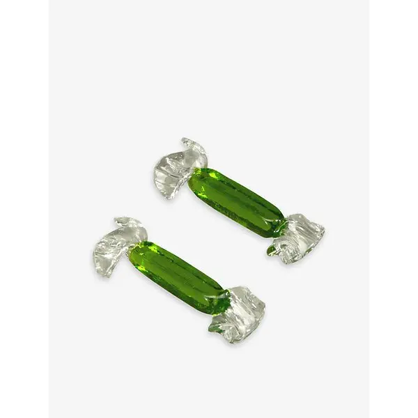 GOHAR WORLD Candy Murano Glass Cutlery Rest Set Of Two - Green