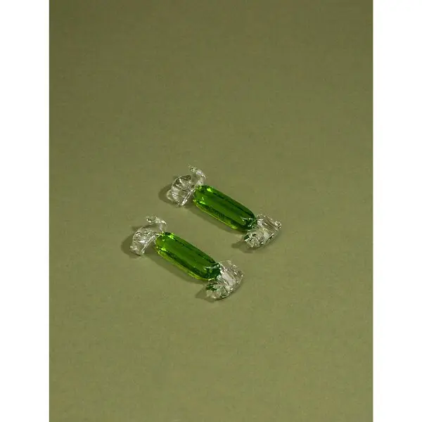 GOHAR WORLD Candy Murano Glass Cutlery Rest Set Of Two - Green