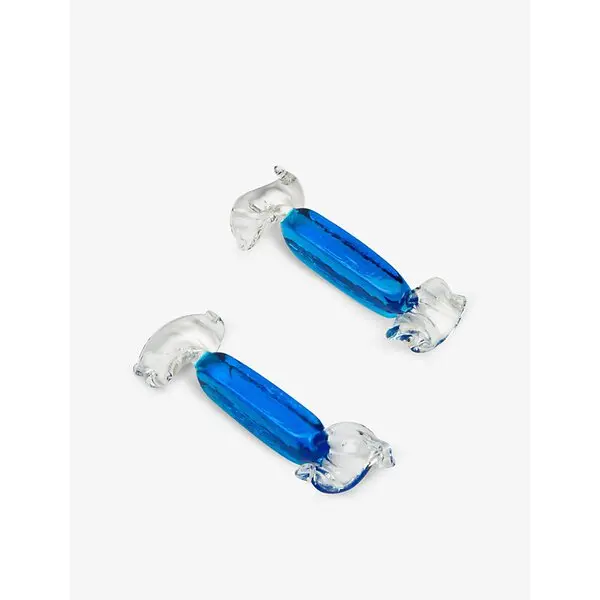 GOHAR WORLD Candy Murano Glass Cutlery Rest Set Of Two - Lapis