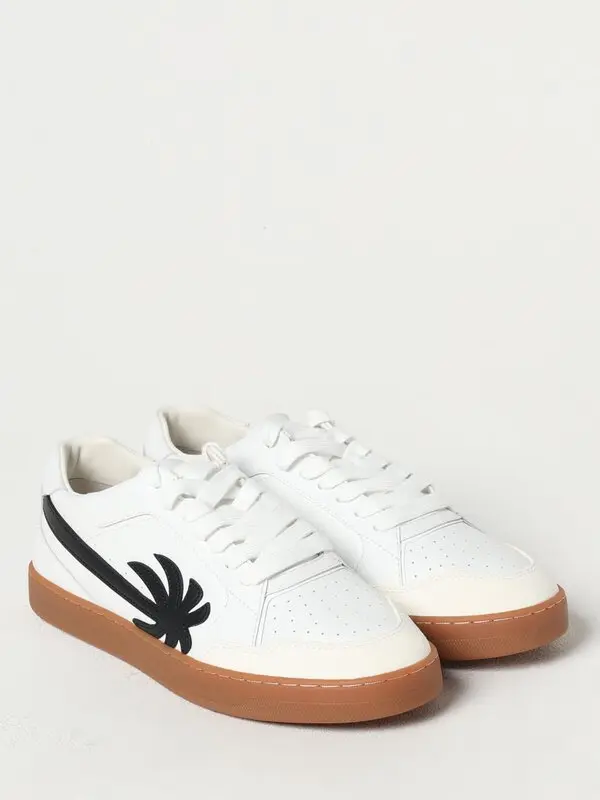 Palm Angels Leather Sneakers With Black Palm Motif