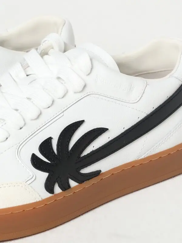 Palm Angels Leather Sneakers With Black Palm Motif