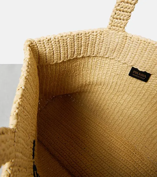 Prada Medium Logo Raffia Tote