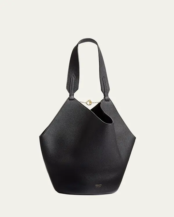 Khaite Lotus Small Calfskin Tote Bag - Black