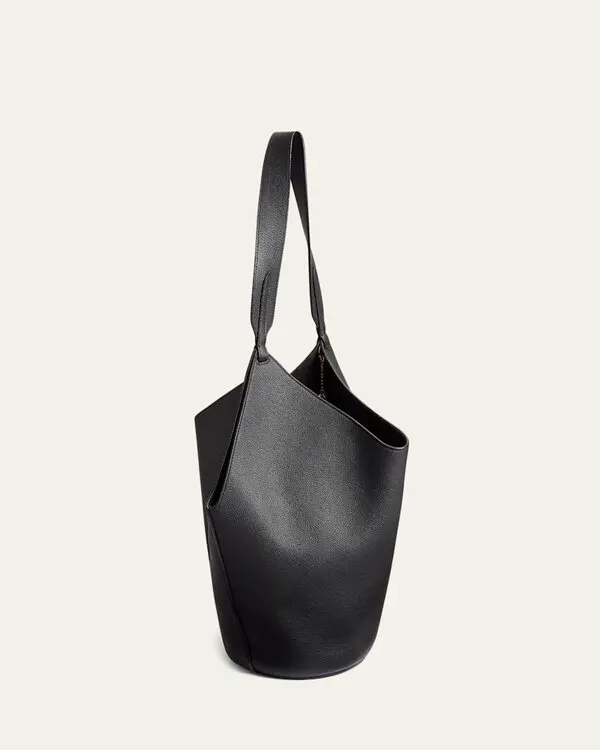 Khaite Lotus Small Calfskin Tote Bag - Black
