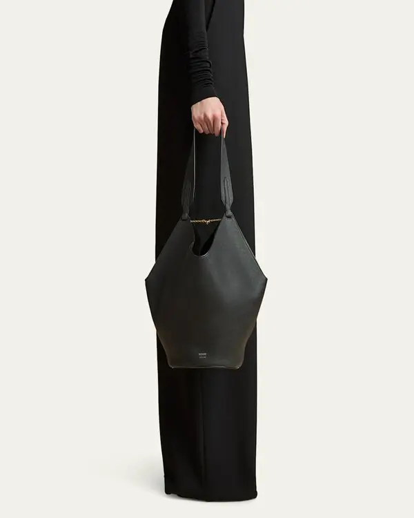 Khaite Lotus Small Calfskin Tote Bag - Black