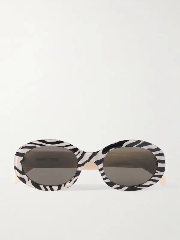 Celine Round-frame Striped Sunglasses - Animal Print