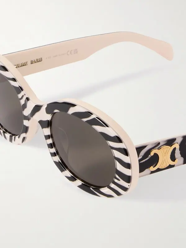 Celine Round-frame Striped Sunglasses