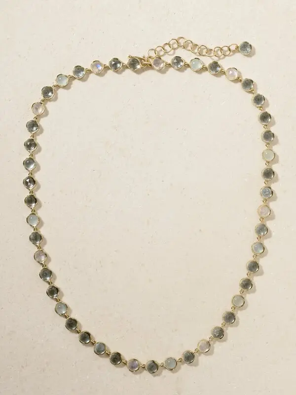 Irene Neuwirth Classic Moonstone And Aquamarine Necklace - Gold