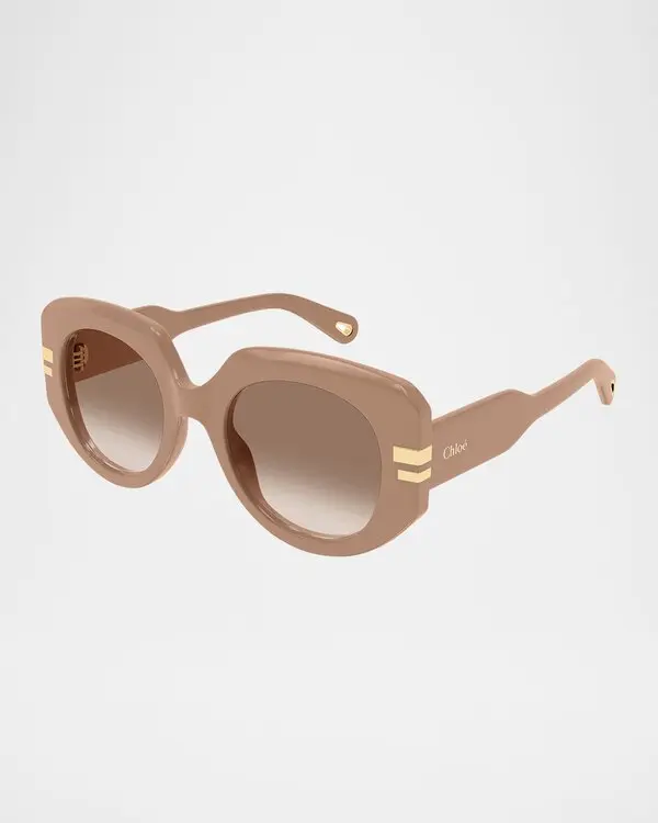 Chloé Marcie Oversized Square Sunglasses - Shiny Solid Nude Pink