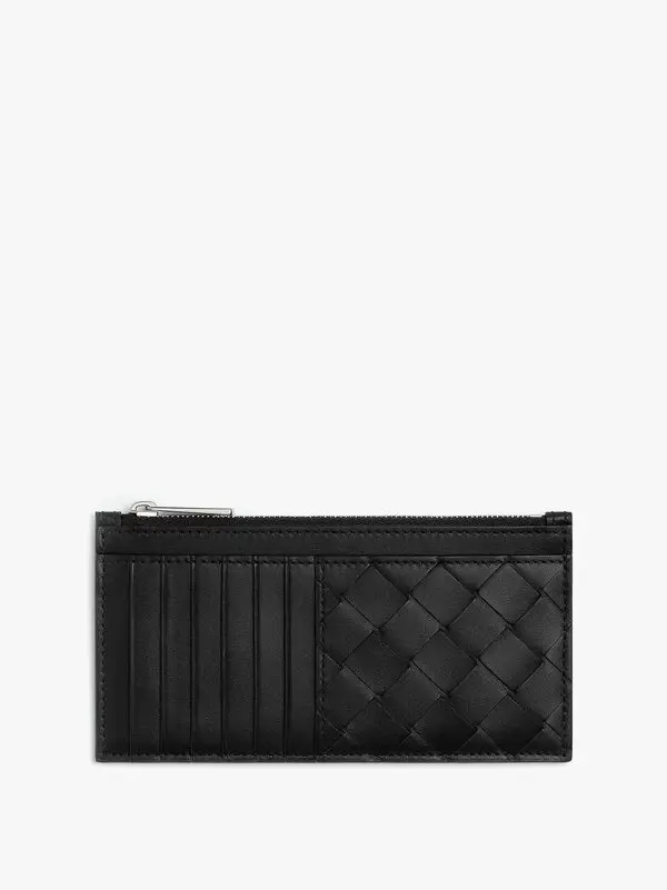 Bottega Veneta Leather Wallet With Intrecciato Motif - Black