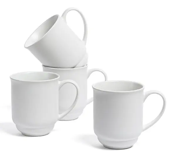 OVERANDBACK Over&back Rimmed 16oz Semi-matte Stoneware Mugs, Set Of 4 - One-color