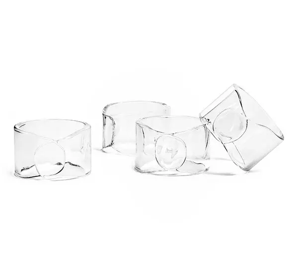 OVERANDBACK Over&back Set Of 4 Wide Hand-shaped Glass Napki N Rings - One-color