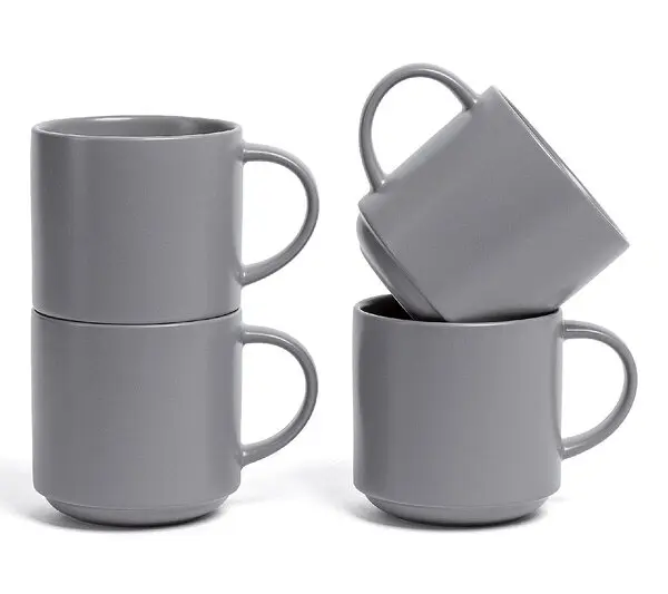 OVERANDBACK Over&back Stackable 14oz Semi-matte Stoneware M Ugs, Set Of 4 - One-color