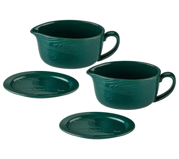 TEMP-TATIONS Woodland S/2 16-oz Gravy Boats W/ Lid-its - One-color