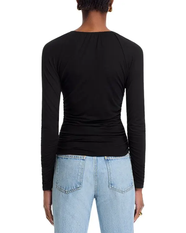 Aqua Ruched Long Sleeve Top