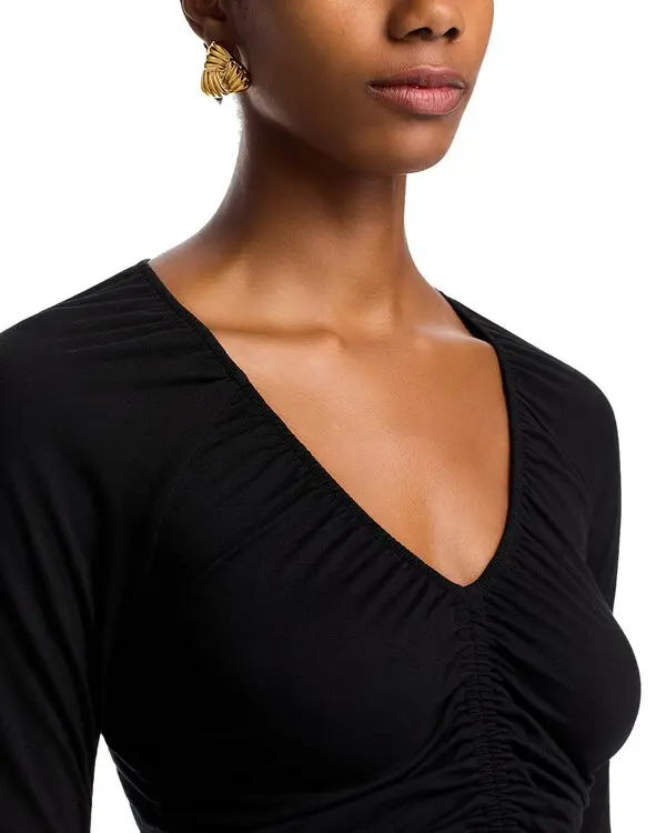 Aqua Ruched Long Sleeve Top