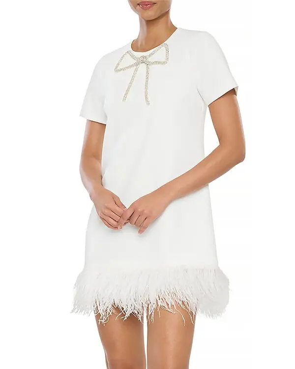 Likely Marullo Feathered Mini Dress - White