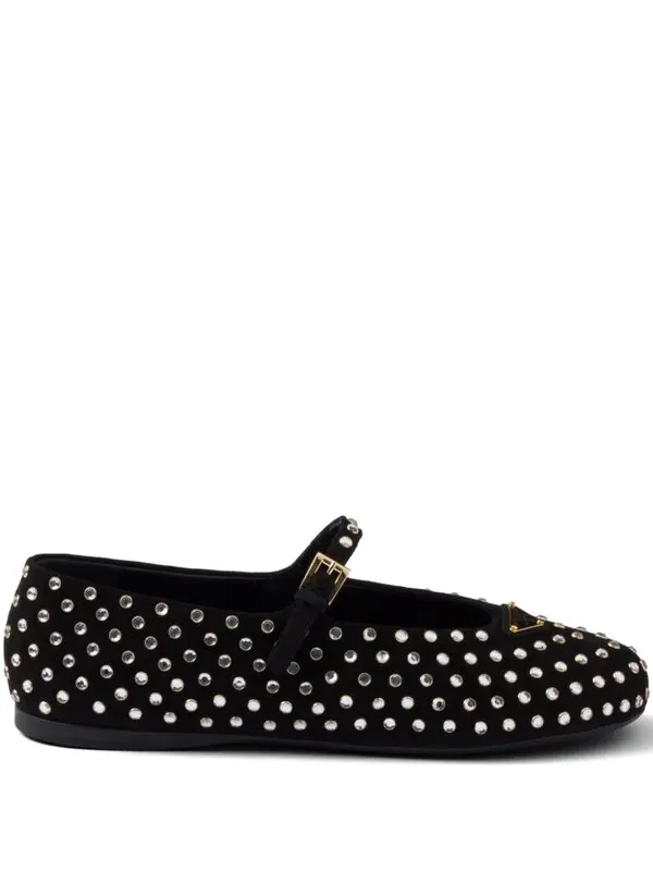 Prada Crystal-embellished Ballet Flats - Black