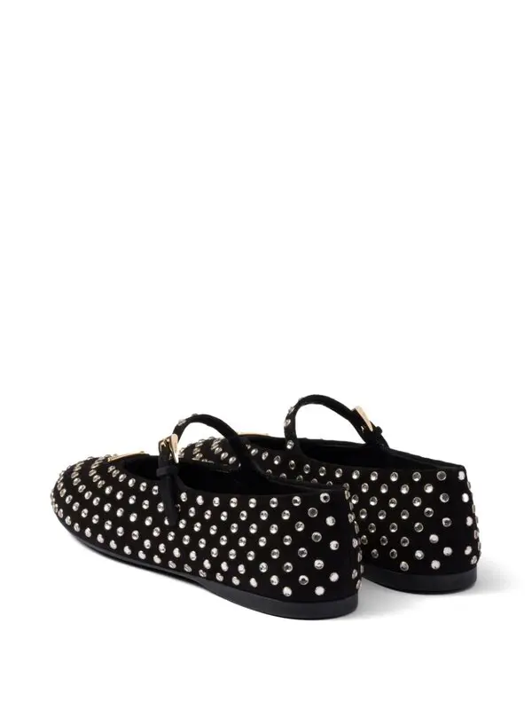 Prada Crystal-embellished Ballet Flats - Black