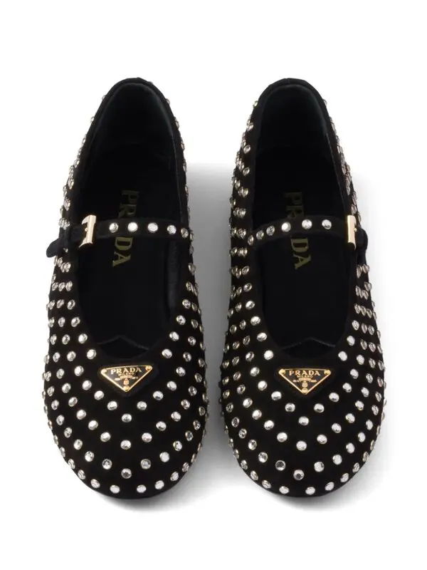 Prada Crystal-embellished Ballet Flats - Black