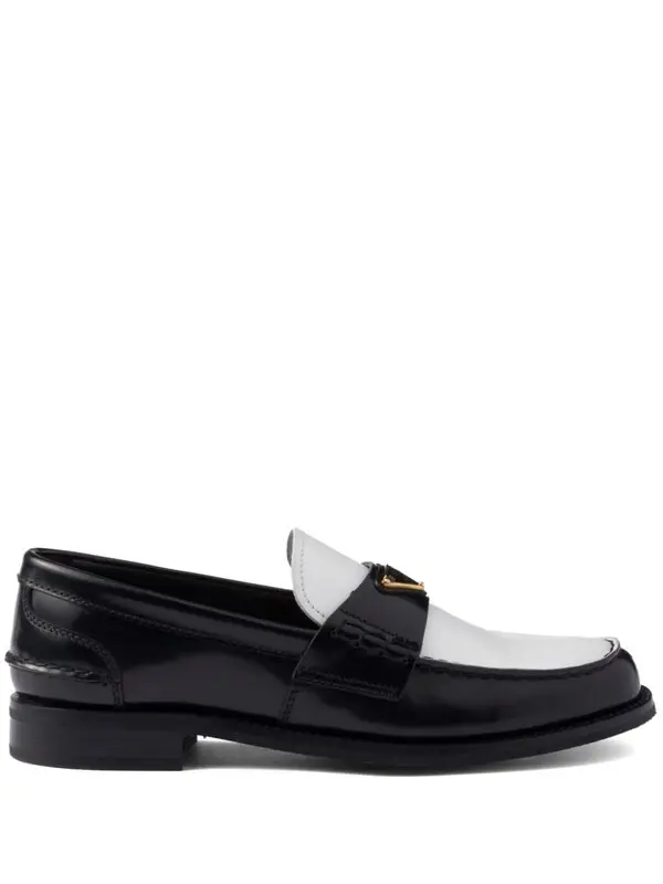 Prada Two-tone Brushed-leather Loafers