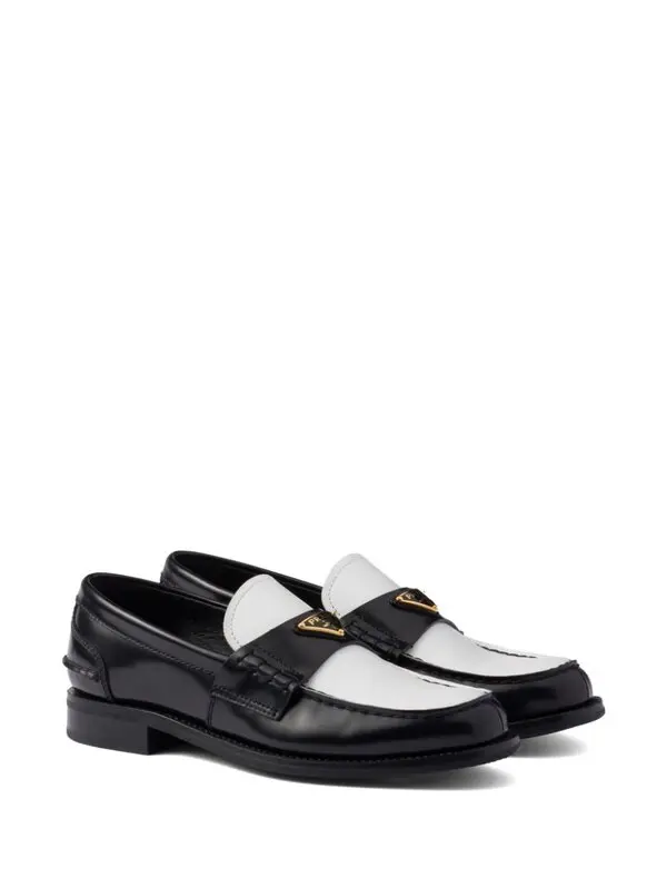 Prada Two-tone Brushed-leather Loafers
