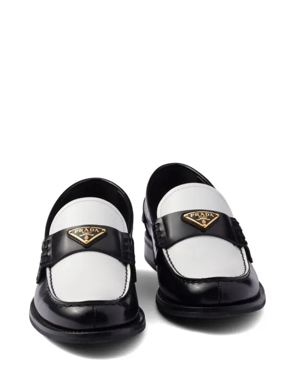 Prada Two-tone Brushed-leather Loafers