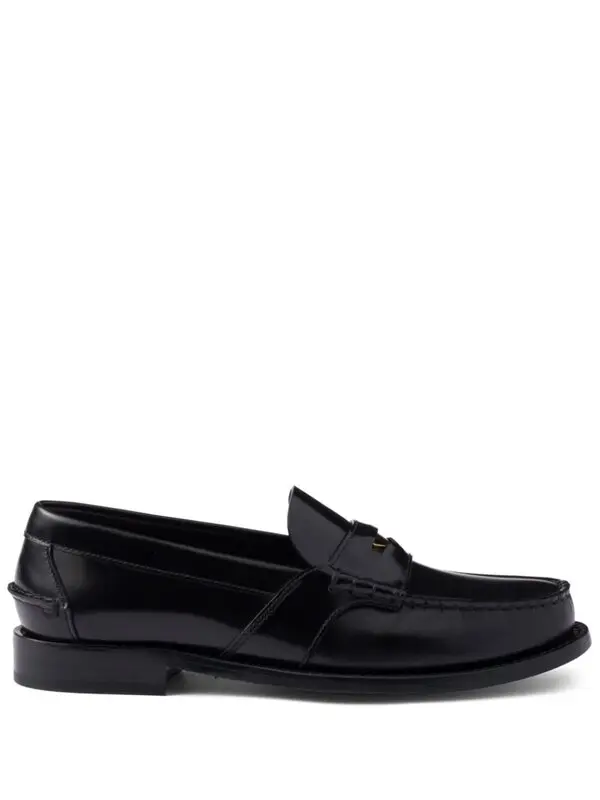Prada Brushed-leather Loafers - Black