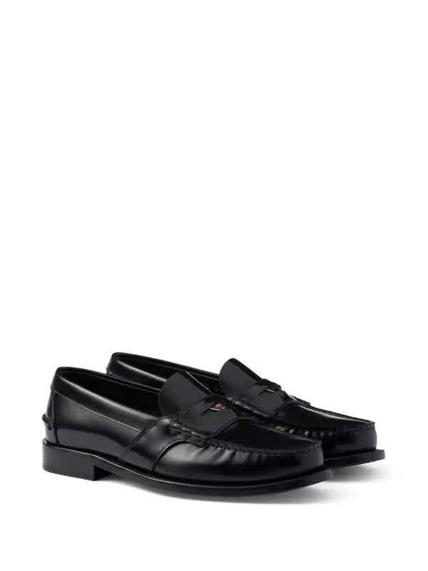 Prada Brushed-leather Loafers - Black