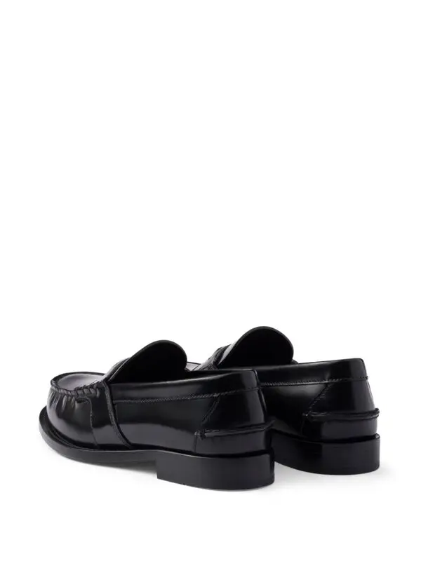 Prada Brushed-leather Loafers - Black